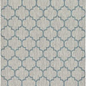 Unique Loom Outdoor Trellis Collection Area Rug (7' 1" x 10' Rectangle, Gray/ Ivory)