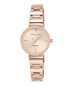 anne klein women's ak/2434rgrg diamond-accented rose gold-tone bracelet watch