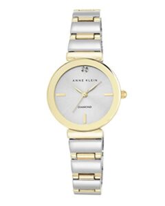 anne klein women's ak/2435svtt diamond-accented two-tone bracelet watch