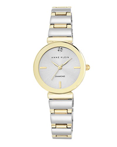 Anne Klein Women's AK/2435SVTT Diamond-Accented Two-Tone Bracelet Watch