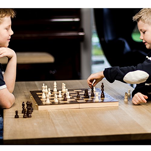 Smart Tactics 16" Folding Chess Set with Extra Queens Made of Wood - Standard Edition