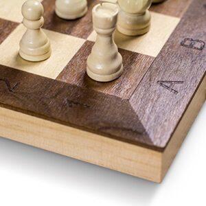 Smart Tactics 16" Folding Chess Set with Extra Queens Made of Wood - Standard Edition