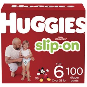 huggies little movers slip-on diaper pants, size 6, 100 ct