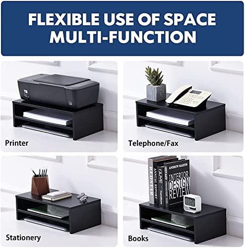 FITUEYES Monitor Stand - 2 Tier Computer Monitor Riser with 16.7 Inch Shelf, Wood Desktop Stand for Laptop Computer Screen, Desk Organization, Office Supplies,Black, DT204201WB