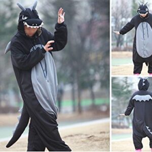 Lifeye Men Women Black Dragon Pajamas Animal Cosplay Costume With Horns Black Size XL