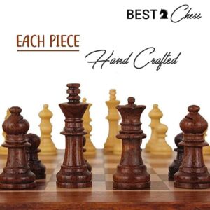 BCBESTCHESS Set, Premium Quality, Handcrafted Rosewood Unique Chess Board Set, Foldable Secure Storage for Magnetic Pieces with Extra Queens, Chess Set for Kids and Adults, Brown(12x12 Inches)