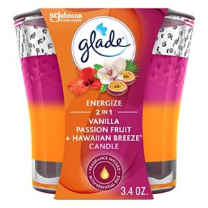 glade candle jar, air freshener, 2in1, vanilla passion fruit + hawaiian breeze, 3.4 oz