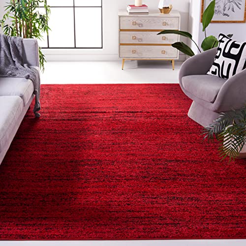 SAFAVIEH Adirondack Collection Area Rug - 8' x 10', Red & Black, Modern Abstract Design, Non-Shedding & Easy Care, Ideal for High Traffic Areas in Living Room, Bedroom (ADR117F)