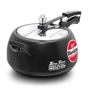 hawkins cxt50 contura hard anodized induction compatible extra thick base pressure cooker, black, 5l, 5 l