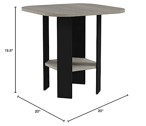 FURINNO Simple Design End/SideTable, 1-Pack, French Oak Grey/Black