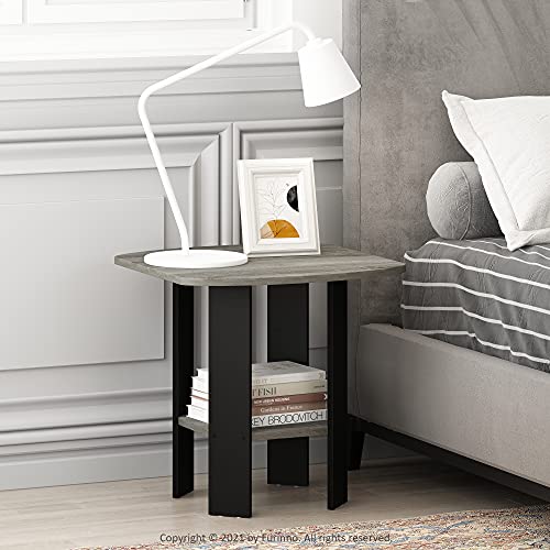 FURINNO Simple Design End/SideTable, 1-Pack, French Oak Grey/Black