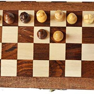 Chess Bazar - Magnetic Travel Pocket Chess Set - Staunton 7 X 7 Inch Folding Game Board Handmade in Fine Rosewood