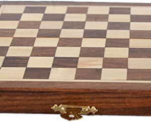 Chess Bazar - Magnetic Travel Pocket Chess Set - Staunton 7 X 7 Inch Folding Game Board Handmade in Fine Rosewood