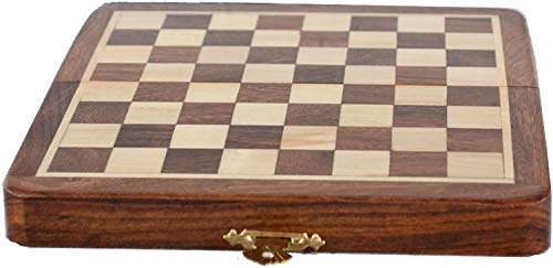 Chess Bazar - Magnetic Travel Pocket Chess Set - Staunton 7 X 7 Inch Folding Game Board Handmade in Fine Rosewood