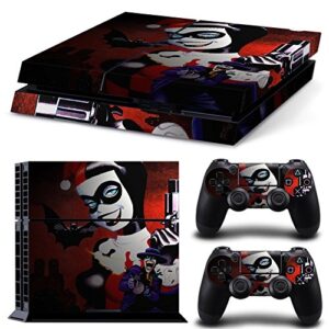 can ps4 console designer protective vinyl skin decal cover for sony playstation 4 & remote dualshock 4 wireless controller stickers - harley quinn catoon