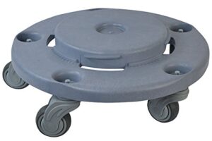 janico 1041 quiet trash can dolly, non marking casters, round, 18"x18"x6", grey