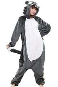 mizhome wolf one-piece kigurumi pajamas anime costume cosplay sleepsuit xl grey