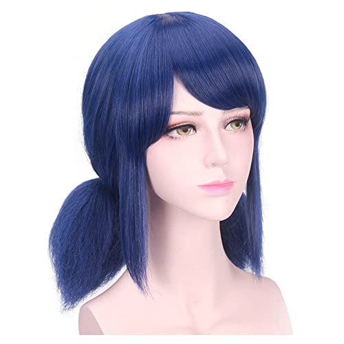 DAZCOS Anime Cosplay Wig For Girls Women Blue Hair With Red Rope