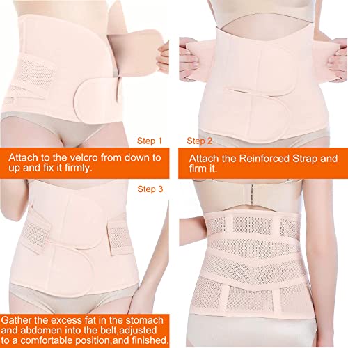 Postpartum Belly Band,C Section Belly Binder Wrap,Abdominal Binder Post Surgery Girdle,Tummy Tuck Postpartum Essentials Waist Trainer Nude