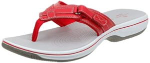 clarks women's breeze sea flip-flop, new red synthetic, 5