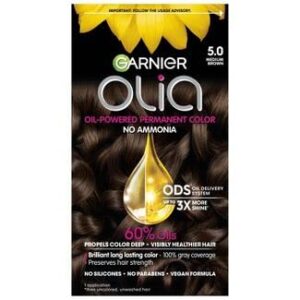 garnier olia oil powered permanent color, medium brown [5.0] 1 ea (pack of 4)