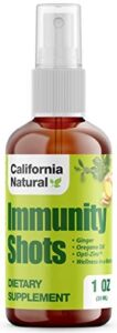 california natural immunity shots 1oz spray opti-zinc, organic ginger root, oregano oil - potent & pure immune system booster - immune system support - 1oz