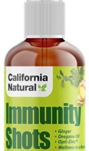 California Natural Immunity Shots 1oz Spray Opti-Zinc, Organic Ginger Root, Oregano Oil - Potent & Pure Immune System Booster - Immune System Support - 1oz