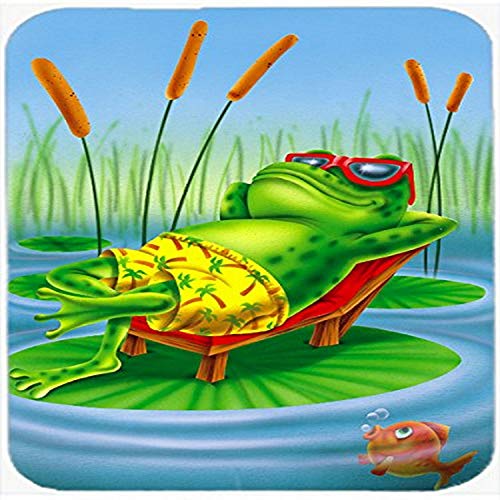 Caroline's Treasures APH0521LCB Frog Chilaxin on the Lilly Pad Glass Cutting Board Large Decorative Tempered Glass Kitchen Cutting and Serving Board Large Size Chopping Board