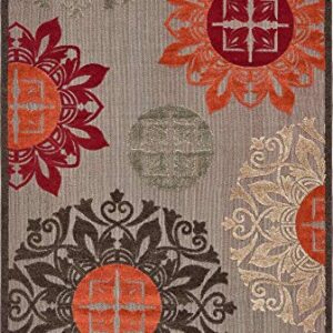 Unique Loom Outdoor Modern Collection Area Rug - Chicago (6' 1" x 9' Rectangle, Brown/ Orange)