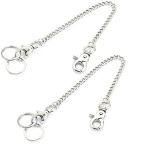 wisdompro wallet chain, 2 pack 8 inch heavy duty pocket keychain with lobster clasps and 2 keyrings for keys, wallet, jeans, pants, belt loop, purse and handbag