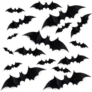 diy halloween party supplies pvc 3d decorative scary bats wall decal wall sticker, halloween eve decor home window decoration set, 28pcs, black