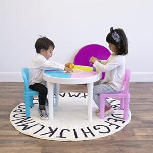 Humble Crew, White/Blue/Pink Kids 2-in-1 Plastic Building Blocks-Compatible Activity Table and 2 Chairs Set, Light Colors