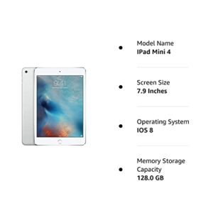 Apple iPad Mini 4, 128GB, Silver - WiFi (Renewed)