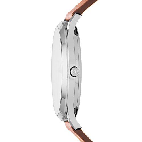 Skagen Men's Jorn Quartz Analog Stainless Steel and Leather Watch, Color: White/Brown (Model: SKW6331)