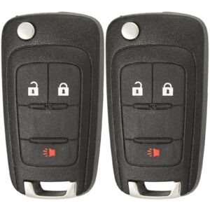 keyless2go replacement for keyless remote 3 button flip car key fob for oht01060512 (2 pack)