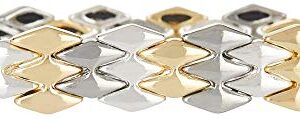 NINE WEST Boxed Geometric Stretch Bracelet, Silver/Gold/Hematite Tri-Tone