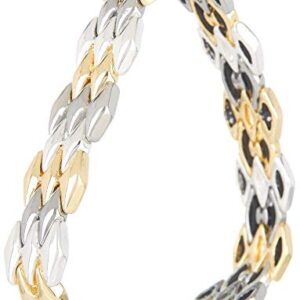 NINE WEST Boxed Geometric Stretch Bracelet, Silver/Gold/Hematite Tri-Tone