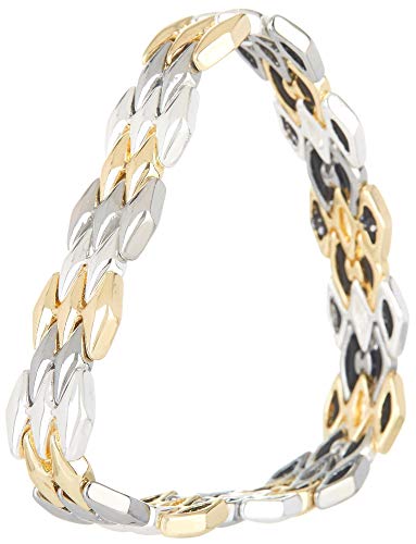 NINE WEST Boxed Geometric Stretch Bracelet, Silver/Gold/Hematite Tri-Tone