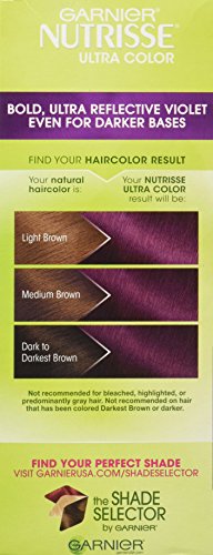 Garnier Nutrisse Ultra Color Nourishing Hair Color Creme, V2 Dark Intense Violet (Packaging May Vary), Pack of 1