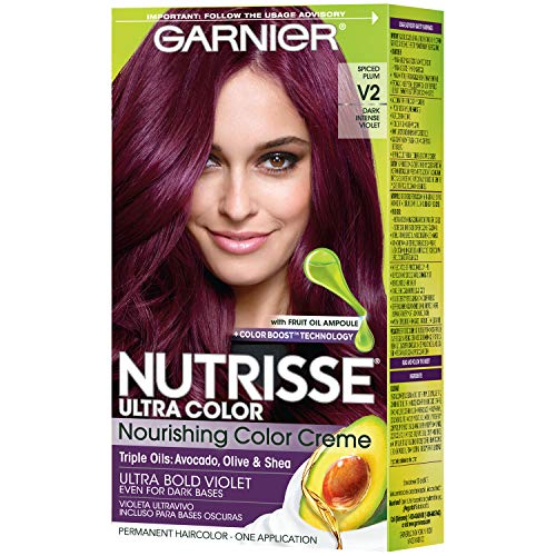 Garnier Nutrisse Ultra Color Nourishing Hair Color Creme, V2 Dark Intense Violet (Packaging May Vary), Pack of 1