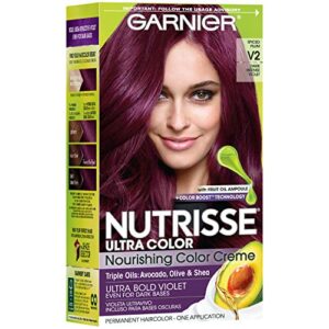 Garnier Nutrisse Ultra Color Nourishing Hair Color Creme, V2 Dark Intense Violet (Packaging May Vary), Pack of 1