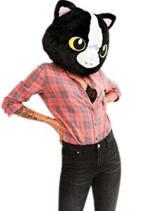 clever idiots inc animal head mask - plush costume for halloween parties & cosplay (cat)