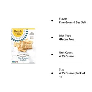 Simple Mills Almond Flour Crackers, Fine Ground Sea Salt - Gluten Free, Vegan, Healthy Snacks, 4.25 Ounce (Pack of 1)