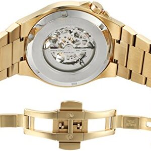 Bulova Men's Classic Maquina Gold Tone Stainless Steel 3-Hand Automatic Watch, Skeleton Dial Style: 98A178