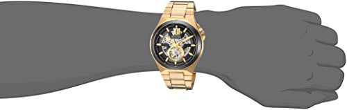 Bulova Men's Classic Maquina Gold Tone Stainless Steel 3-Hand Automatic Watch, Skeleton Dial Style: 98A178