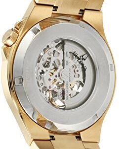 Bulova Men's Classic Maquina Gold Tone Stainless Steel 3-Hand Automatic Watch, Skeleton Dial Style: 98A178