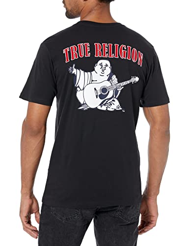 True Religion Men's Buddha Logo Short Sleeve Tee, Black, XL