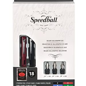 Speedball 002904 Calligraphy Deluxe Fountain Pen Set Pen Set - With 2 Pens, 3 Nibs, and 12 Assorted Ink Cartridges