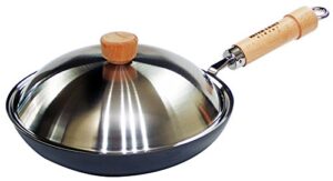 river light iron frying pan, kyoku, japan, lid set, 11.0 inches (28 cm), induction compatible, wok, made in japan