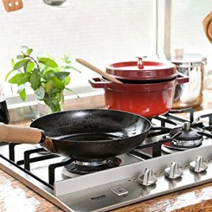 River Light Iron Frying Pan, Kyoku, Japan, Lid Set, 11.0 inches (28 cm), Induction Compatible, Wok, Made in Japan